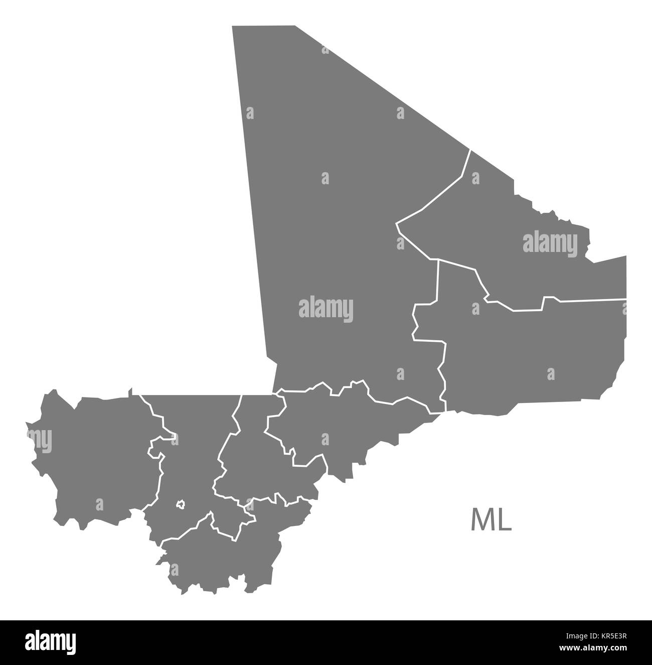 Mali regions Map grey Stock Photo - Alamy