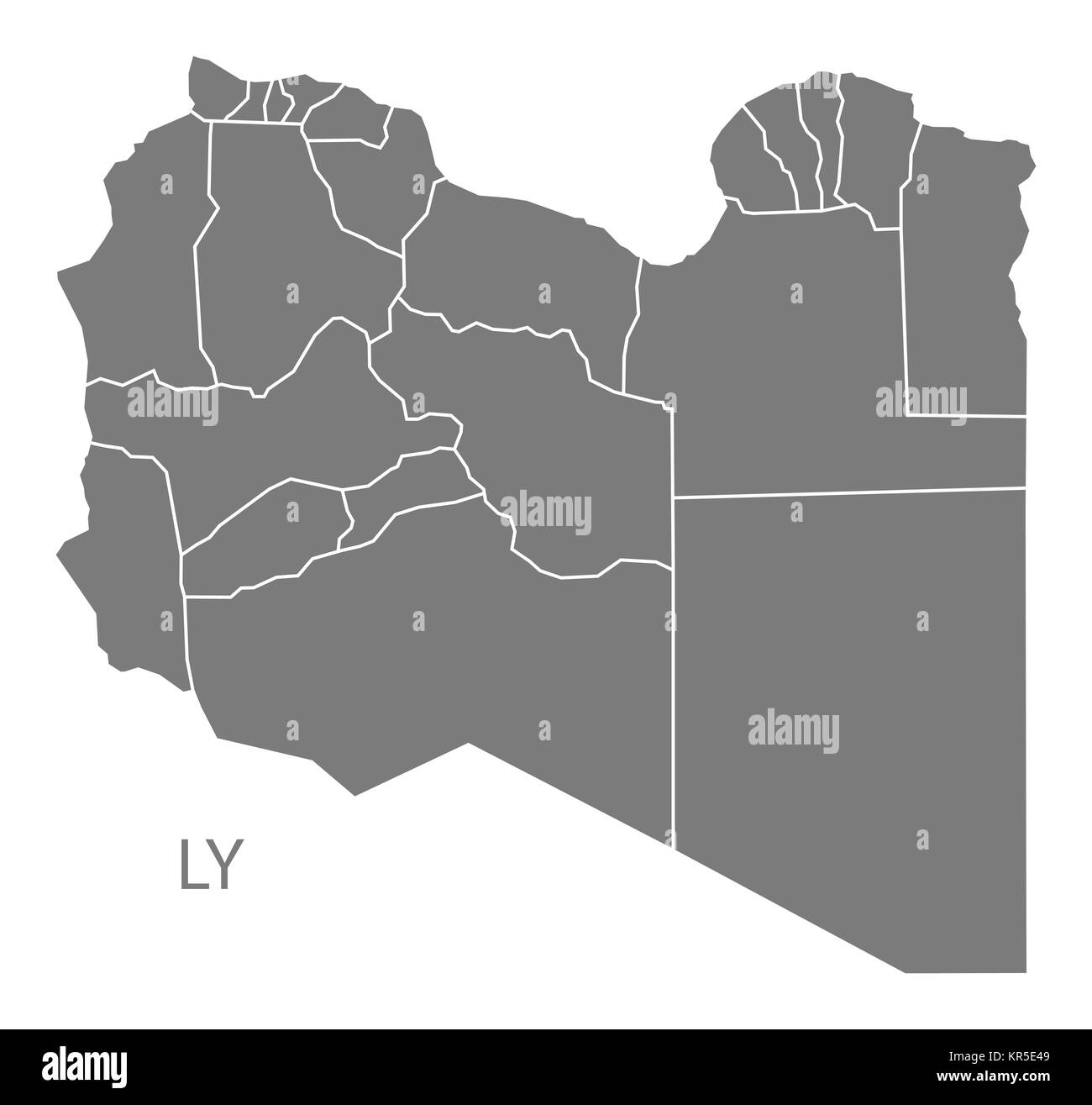 Libya districts Map grey Stock Photo - Alamy