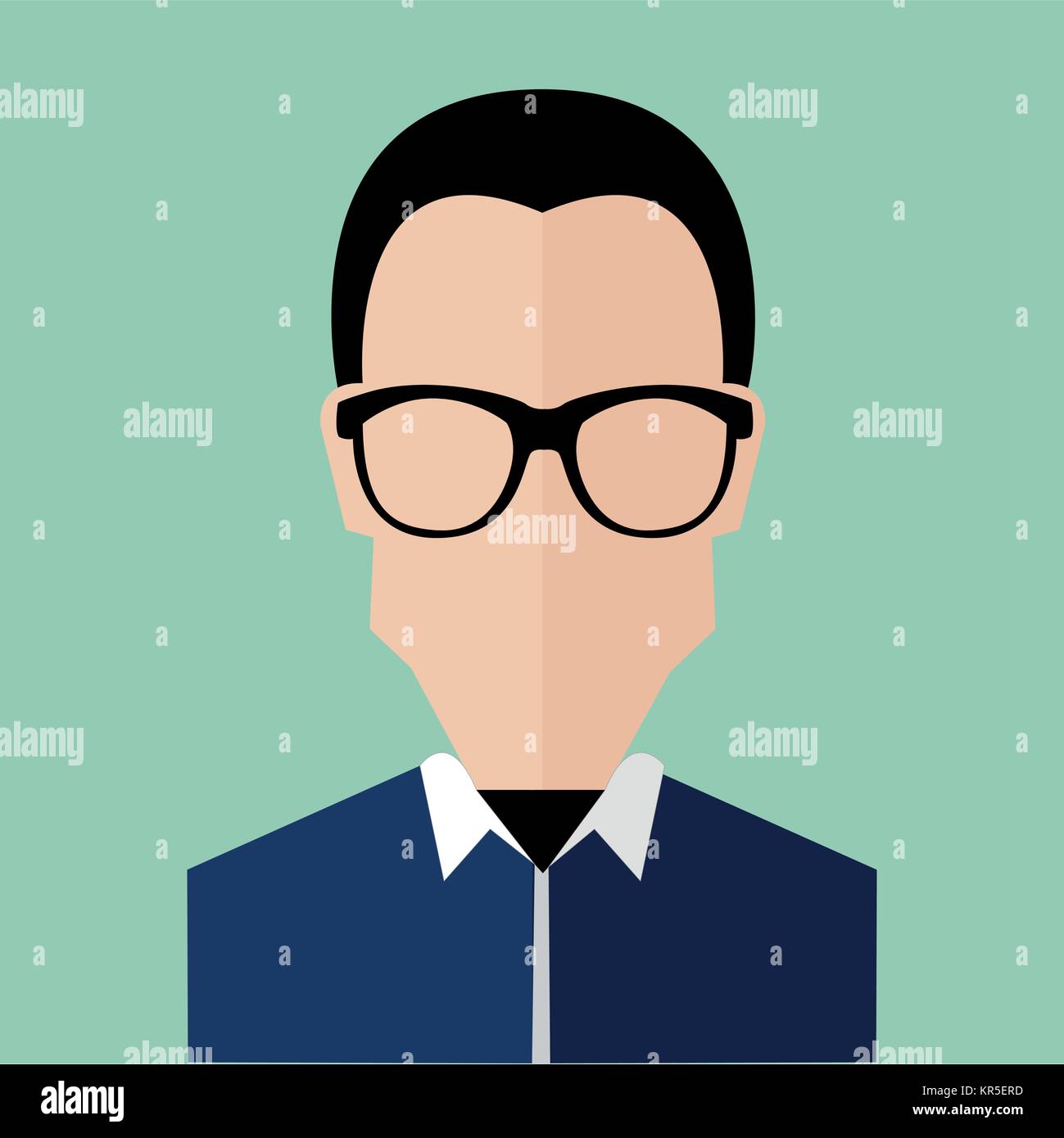 Bald Hair Smart Business Man Portrait Vector Illustration Graphic ...