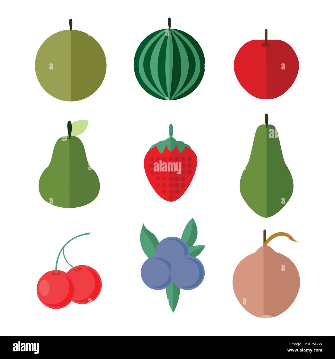 Simple Flat Fruits Vector Illustration Graphic Design Set Stock Vector ...