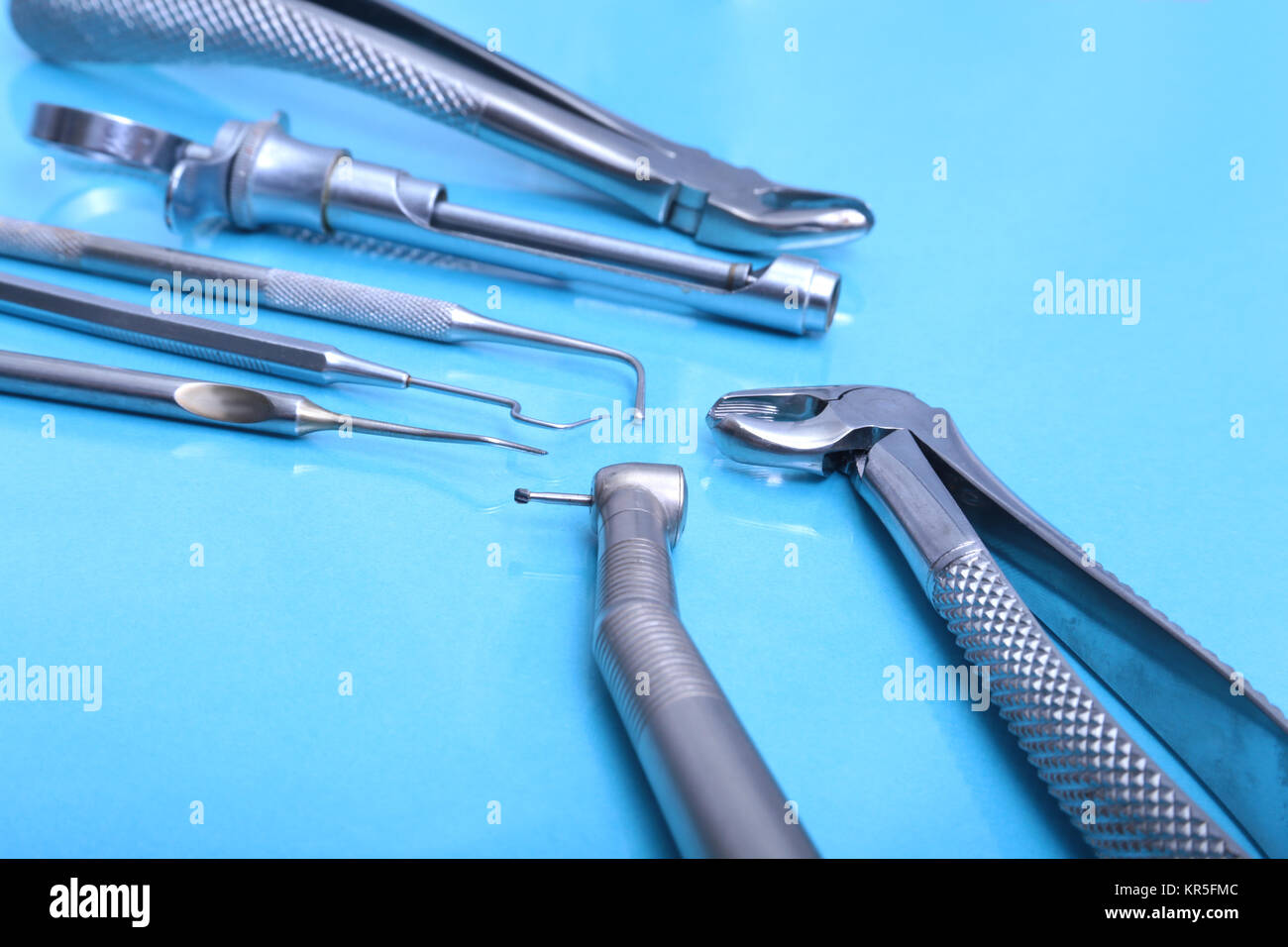 Set of metal medical equipment tools for teeth dental care Stock Photo ...