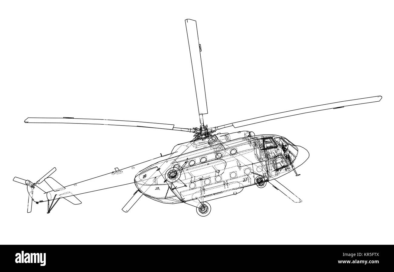 Engineering drawing of helicopter Stock Vector Image & Art - Alamy
