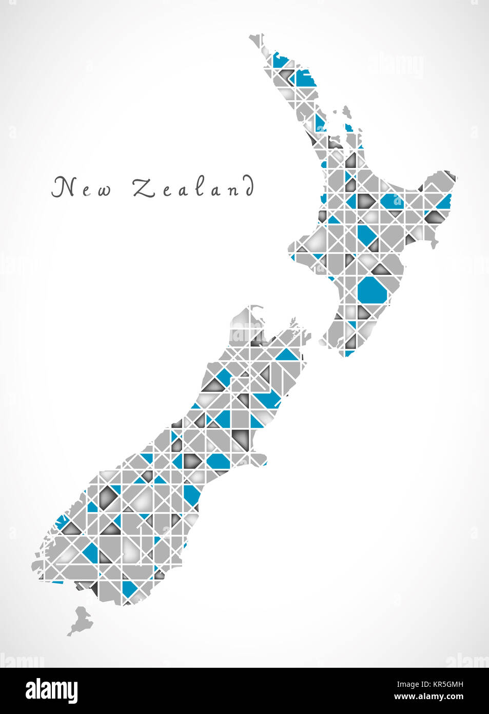 New Zealand Map crystal style artwork Stock Photo - Alamy