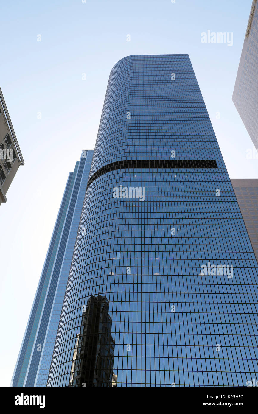 One California Plaza modern glass building skyscraper low angle view in ...