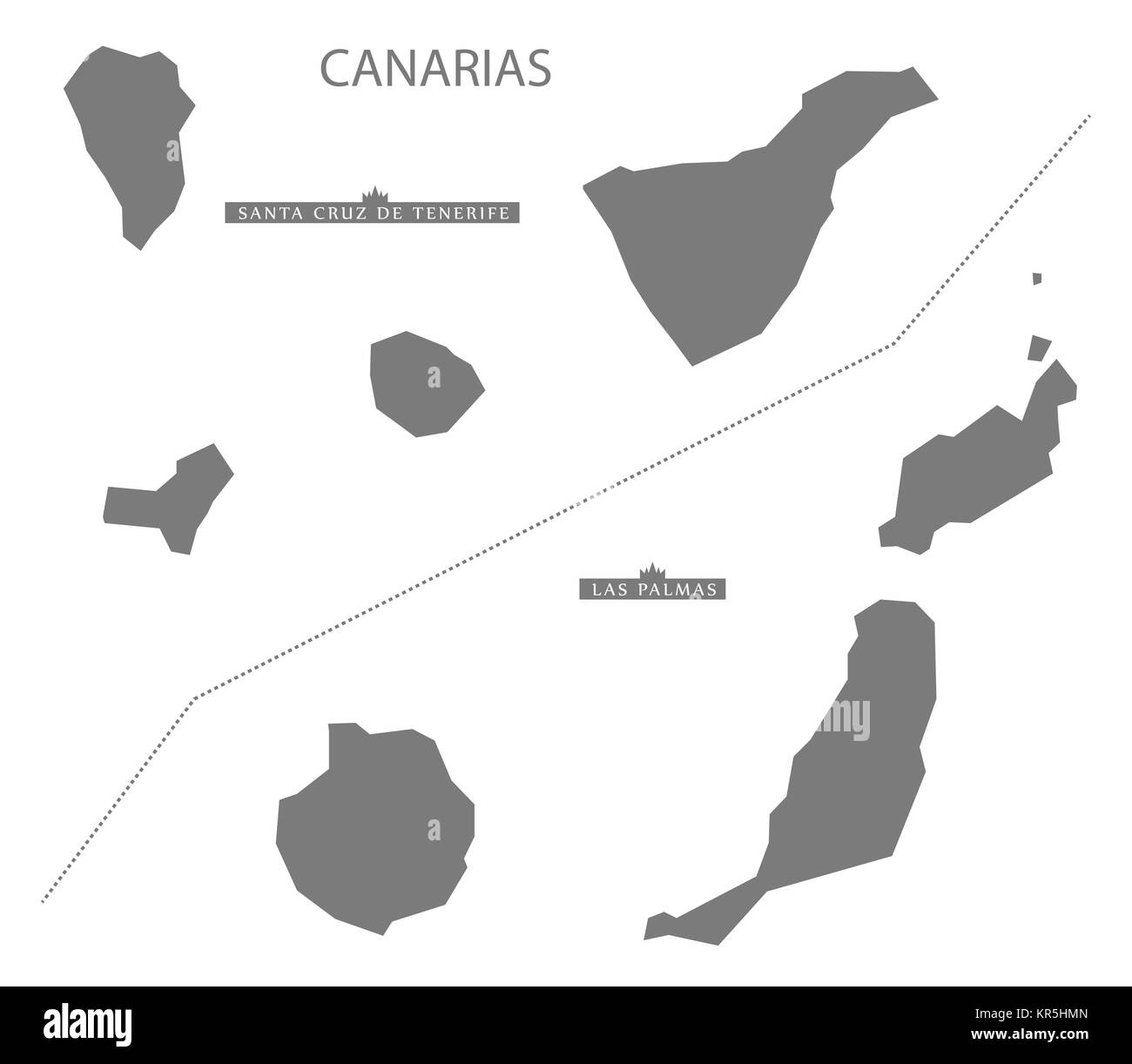 Canarias Spain Map grey Stock Photo - Alamy