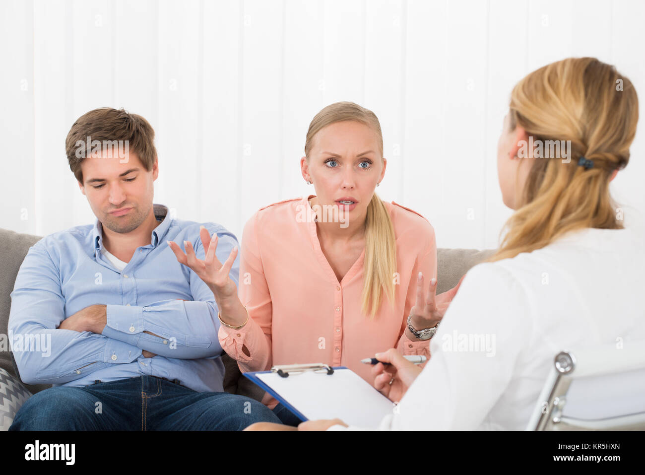 Angry Woman Consulting Psychologist Stock Photo - Alamy