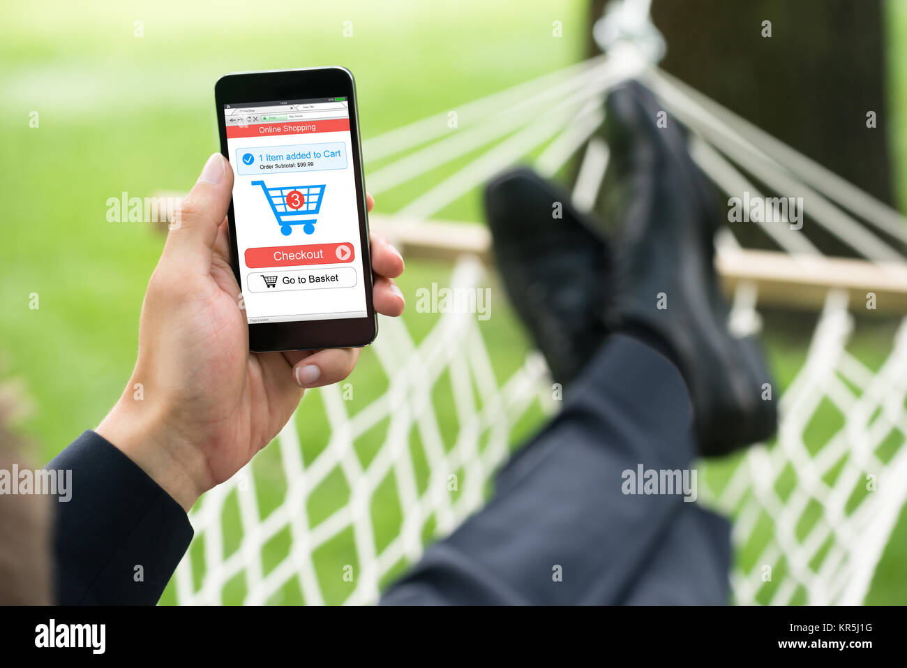 Person Shopping Online On Mobile Phone Stock Photo - Alamy
