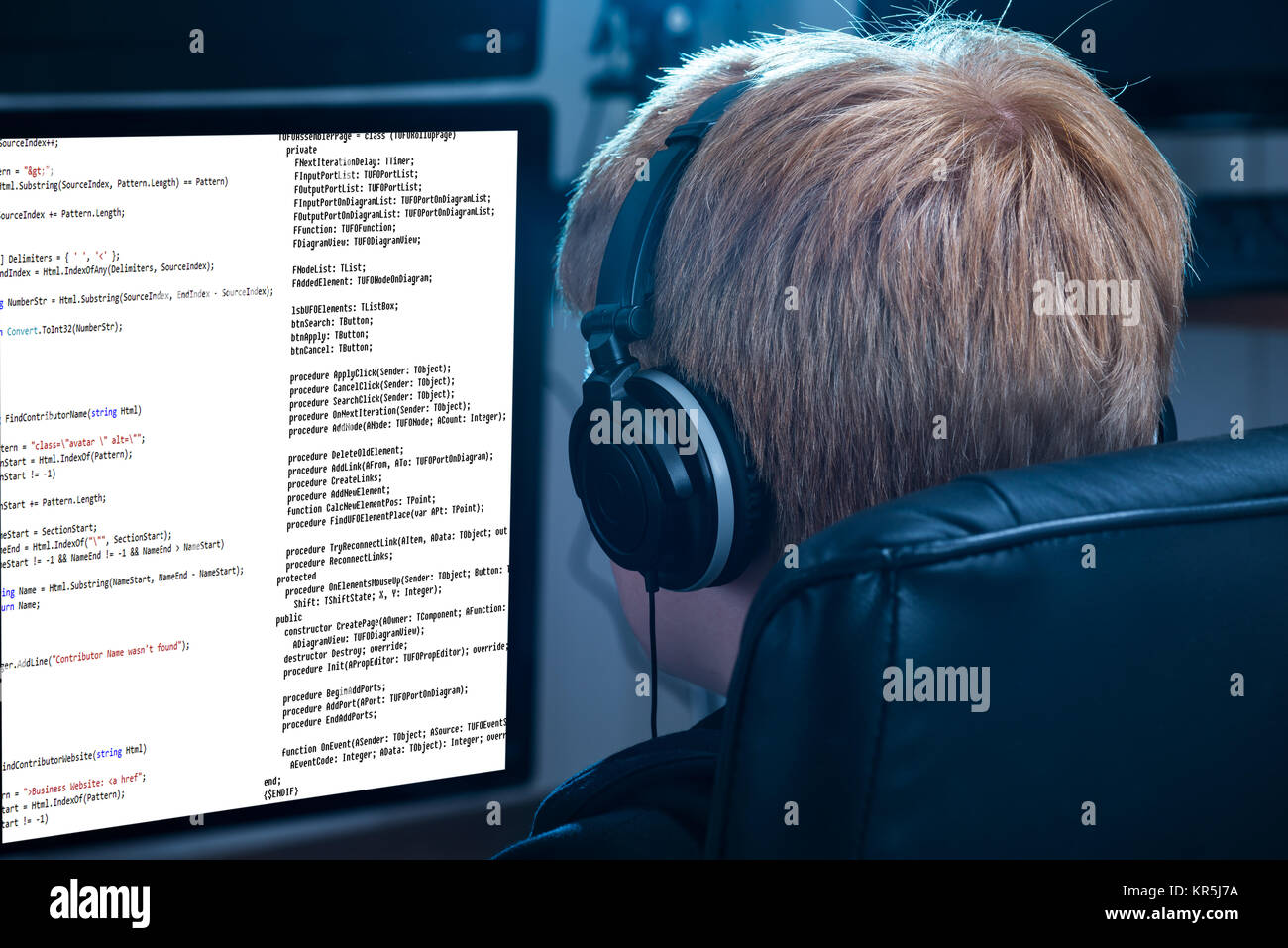 Boy Working On Computer Stock Photo - Alamy