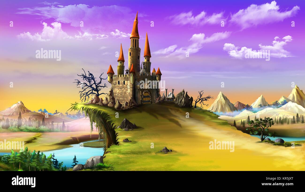 Landscape With a Magic Castle Stock Photo - Alamy