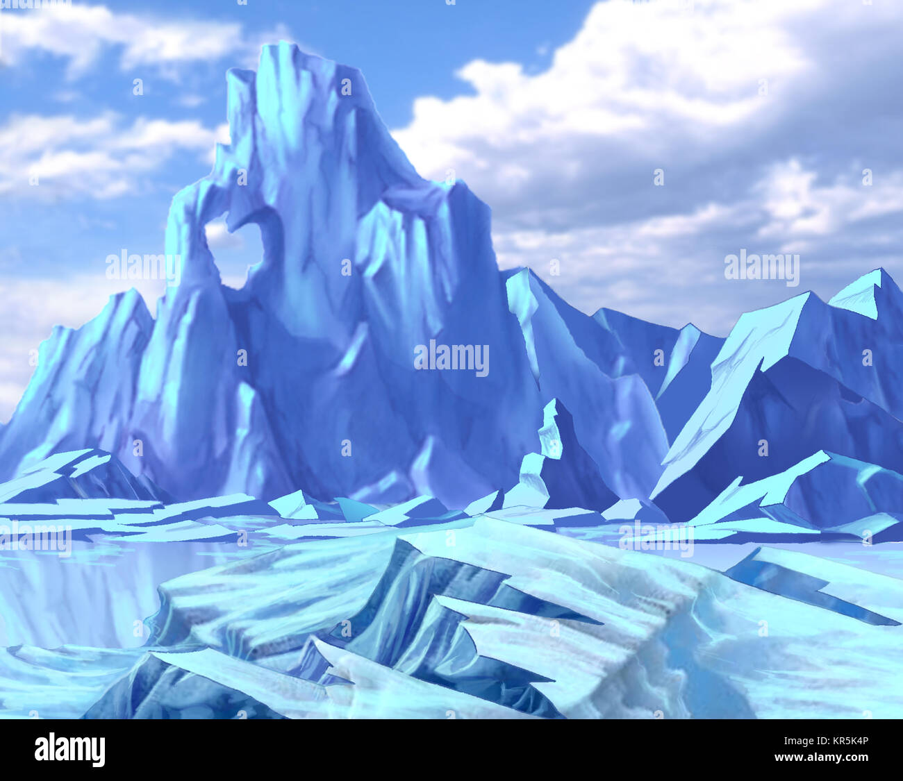 Arctic landscape with Blue Ice Hummocks and Iceberg Stock Photo - Alamy