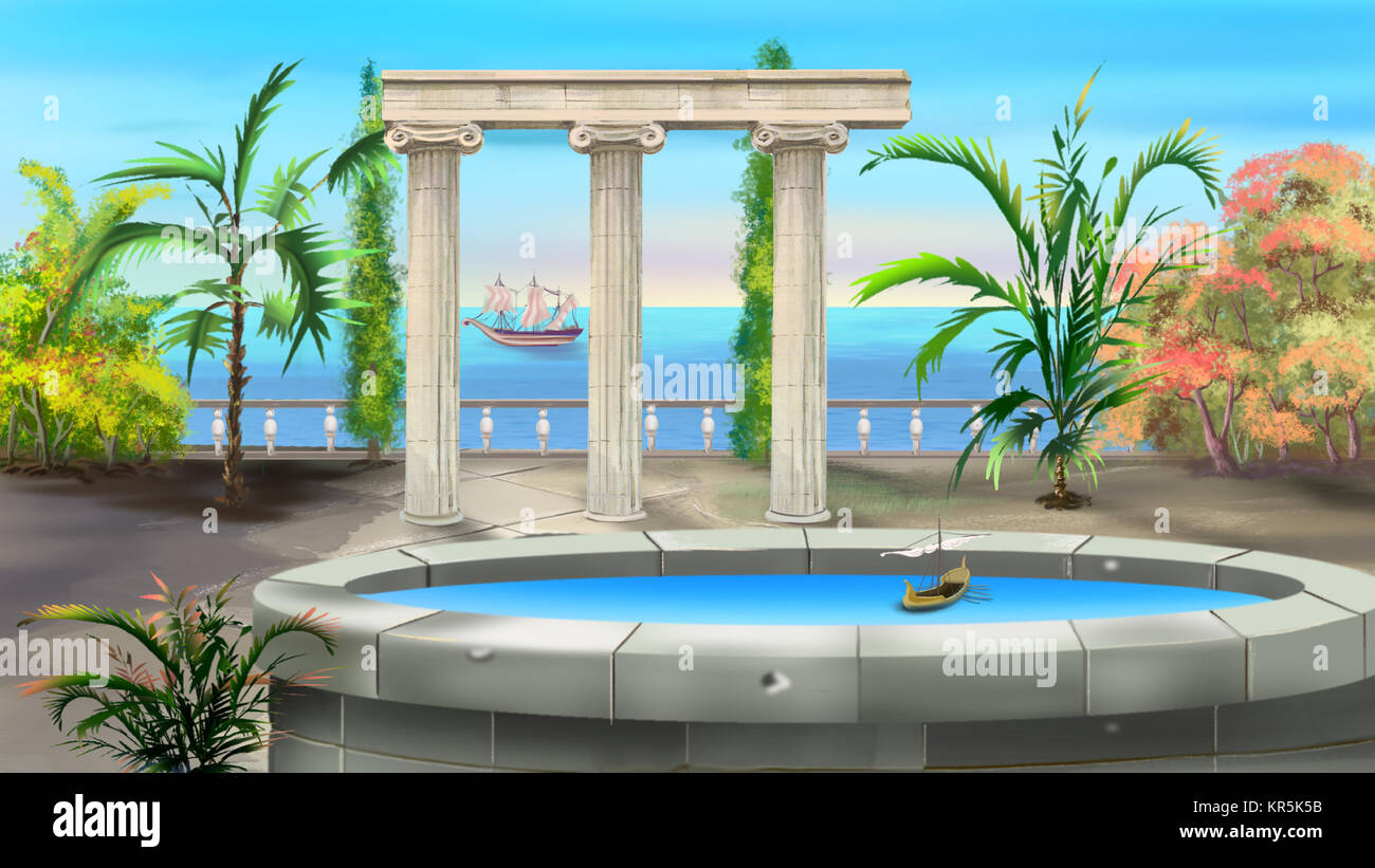 Ancient Greek Colonnade Stock Photo - Alamy