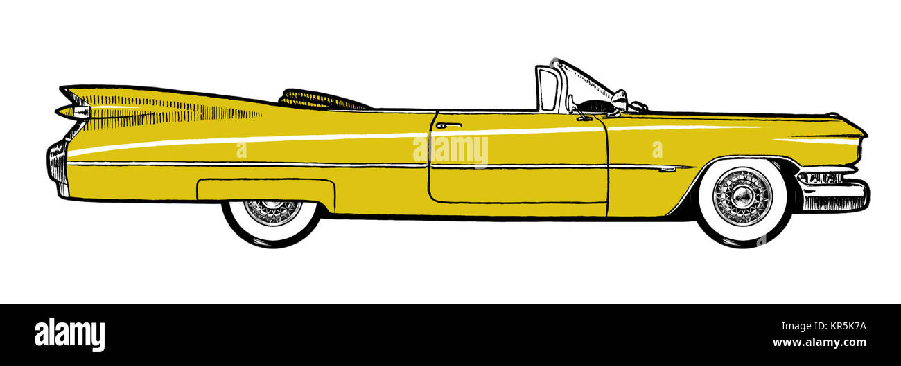 Yellow Classic Retro Car Isolated on White Background Stock Photo - Alamy