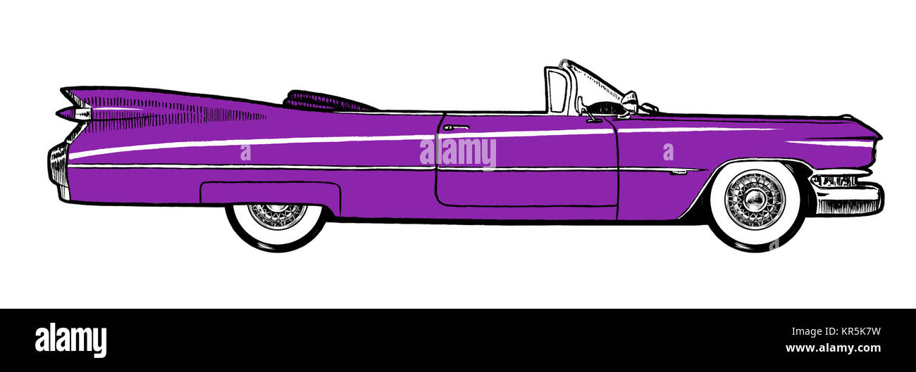 Purple Classic Retro Car Isolated on White Background Stock Photo - Alamy