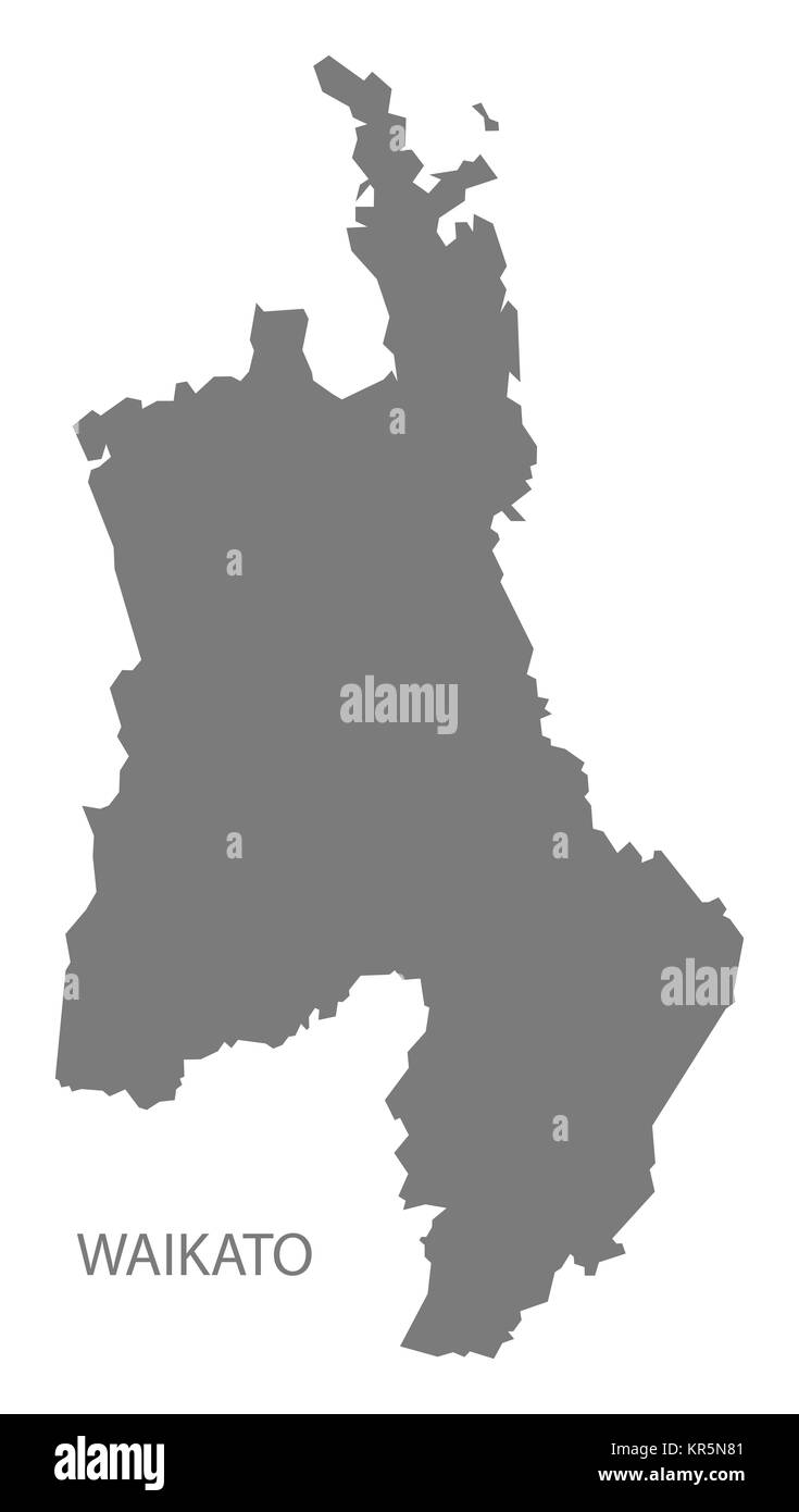 Waikato New Zealand Map grey Stock Photo - Alamy