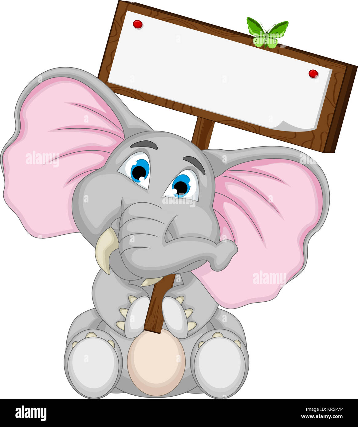 cute elephant cartoon holding blank sign Stock Photo - Alamy