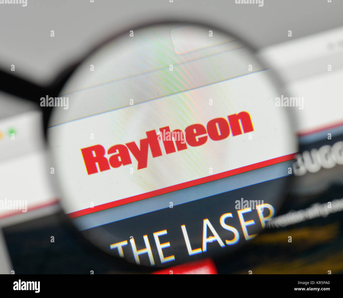 Milan, Italy - November 1, 2017: Raytheon logo on the website homepage ...