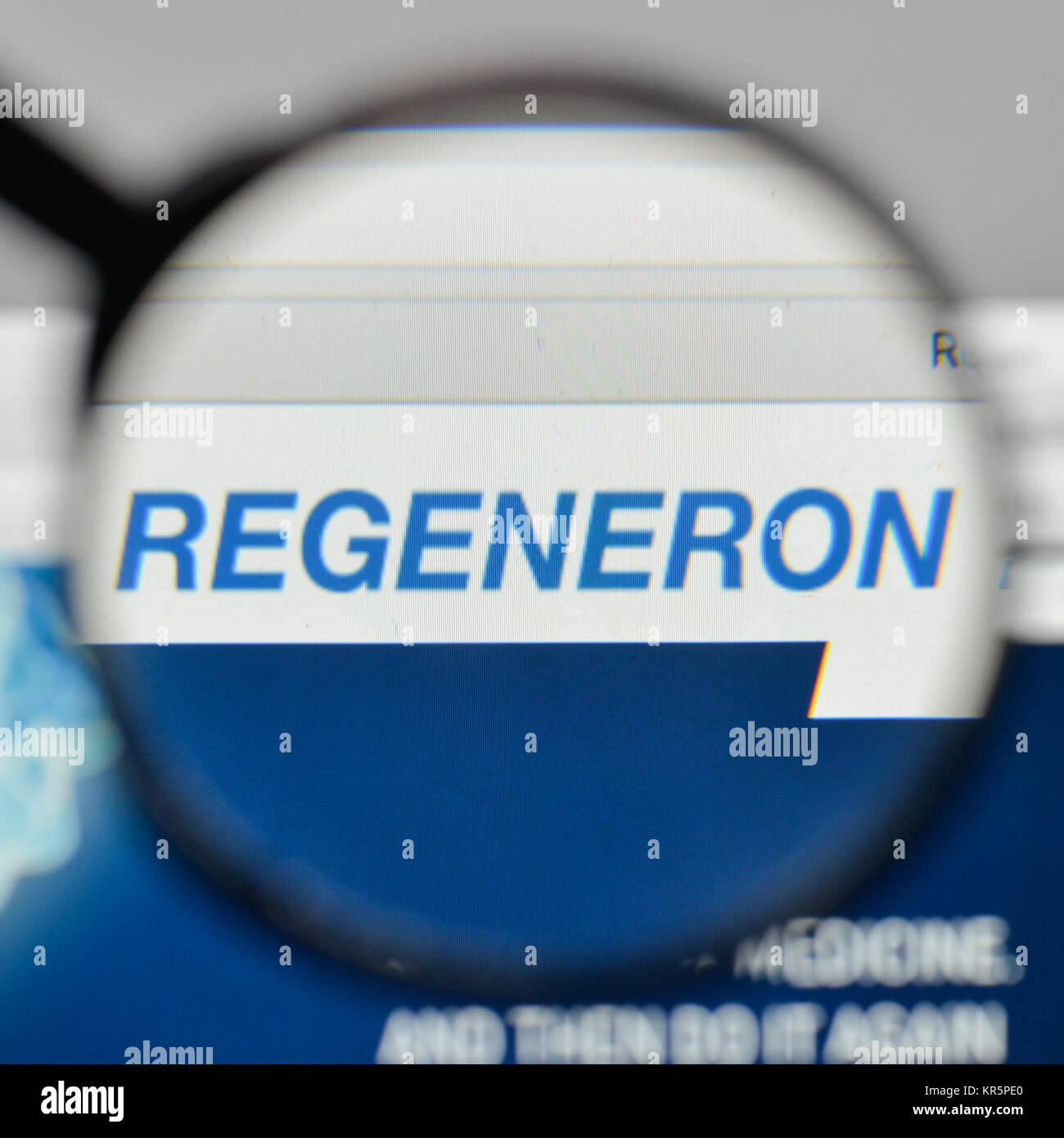 Milan, Italy - November 1, 2017: Regeneron Pharmaceuticals logo on the ...