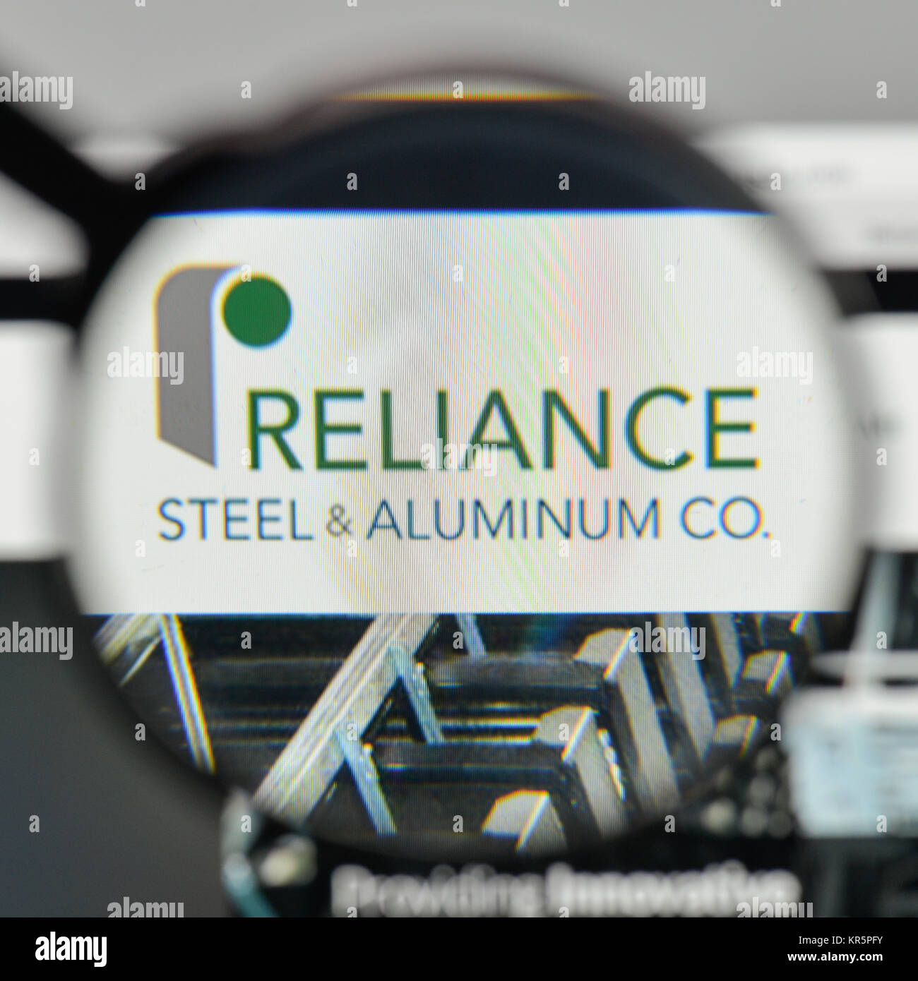 Milan, Italy - November 1, 2017: Reliance Steel & Aluminum logo on the ...
