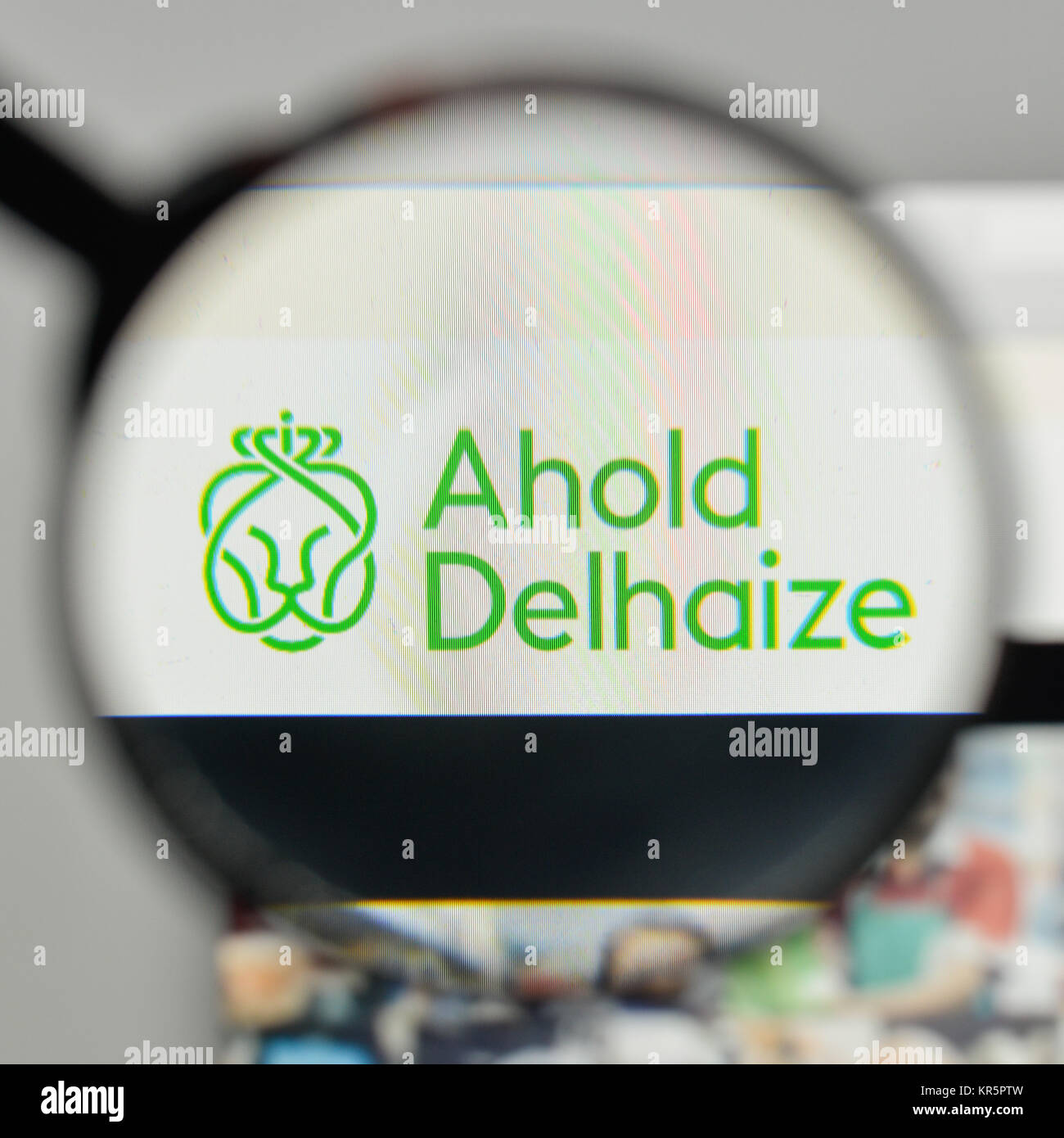 Milan, Italy - November 1, 2017: Royal Ahold Delhaize logo on the ...