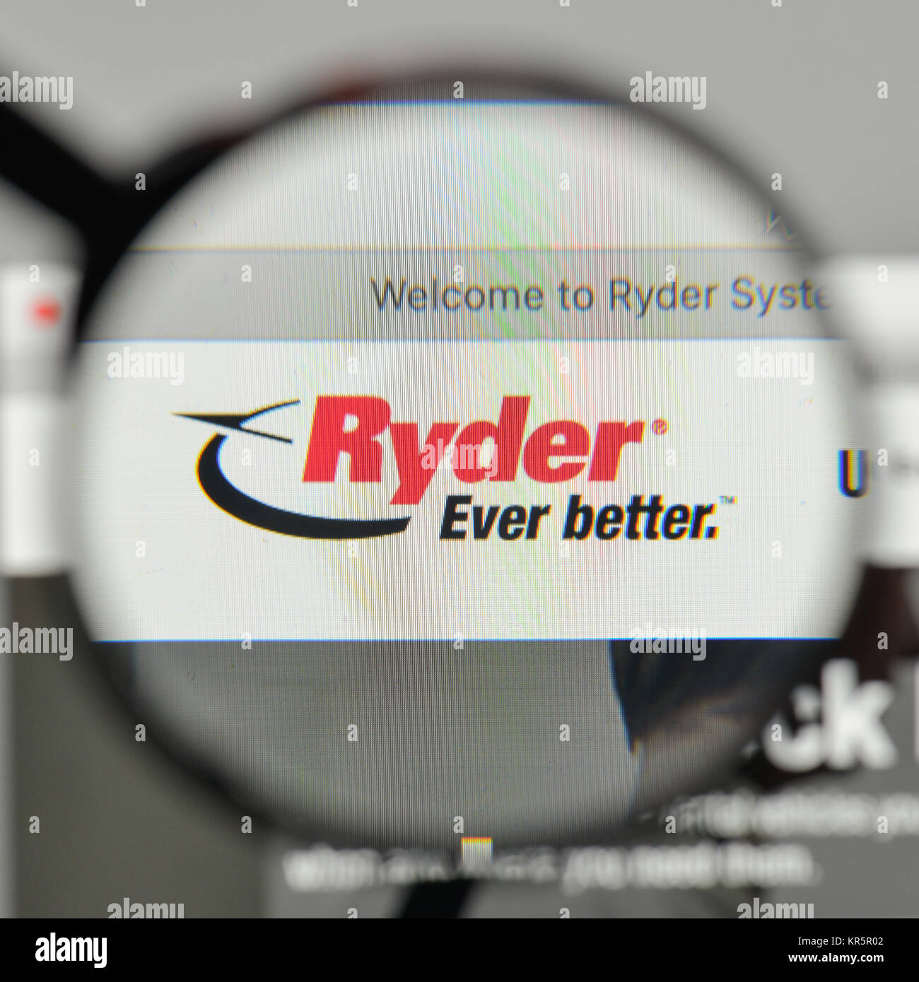 Milan, Italy - November 1, 2017: Ryder System logo on the website ...