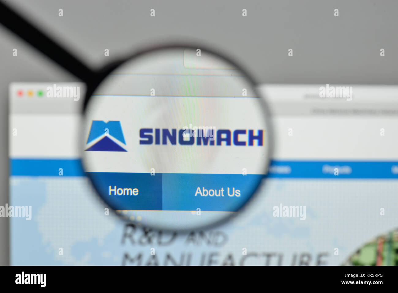 Milan, Italy - November 1, 2017: Sinomach logo on the website homepage ...