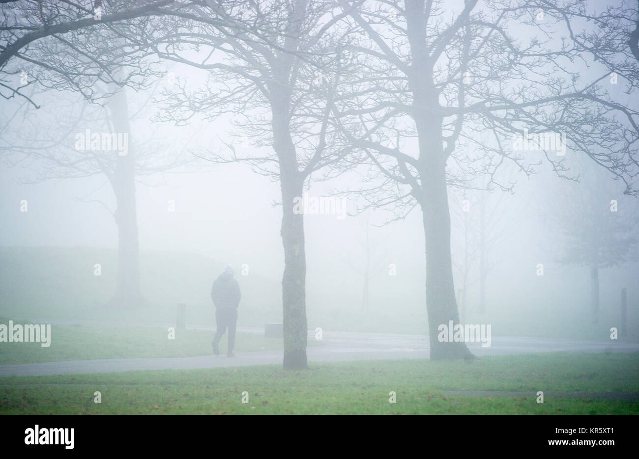 Leverhulme Park, Bolton. 18th December, 2017. A blanket of thick fog ...