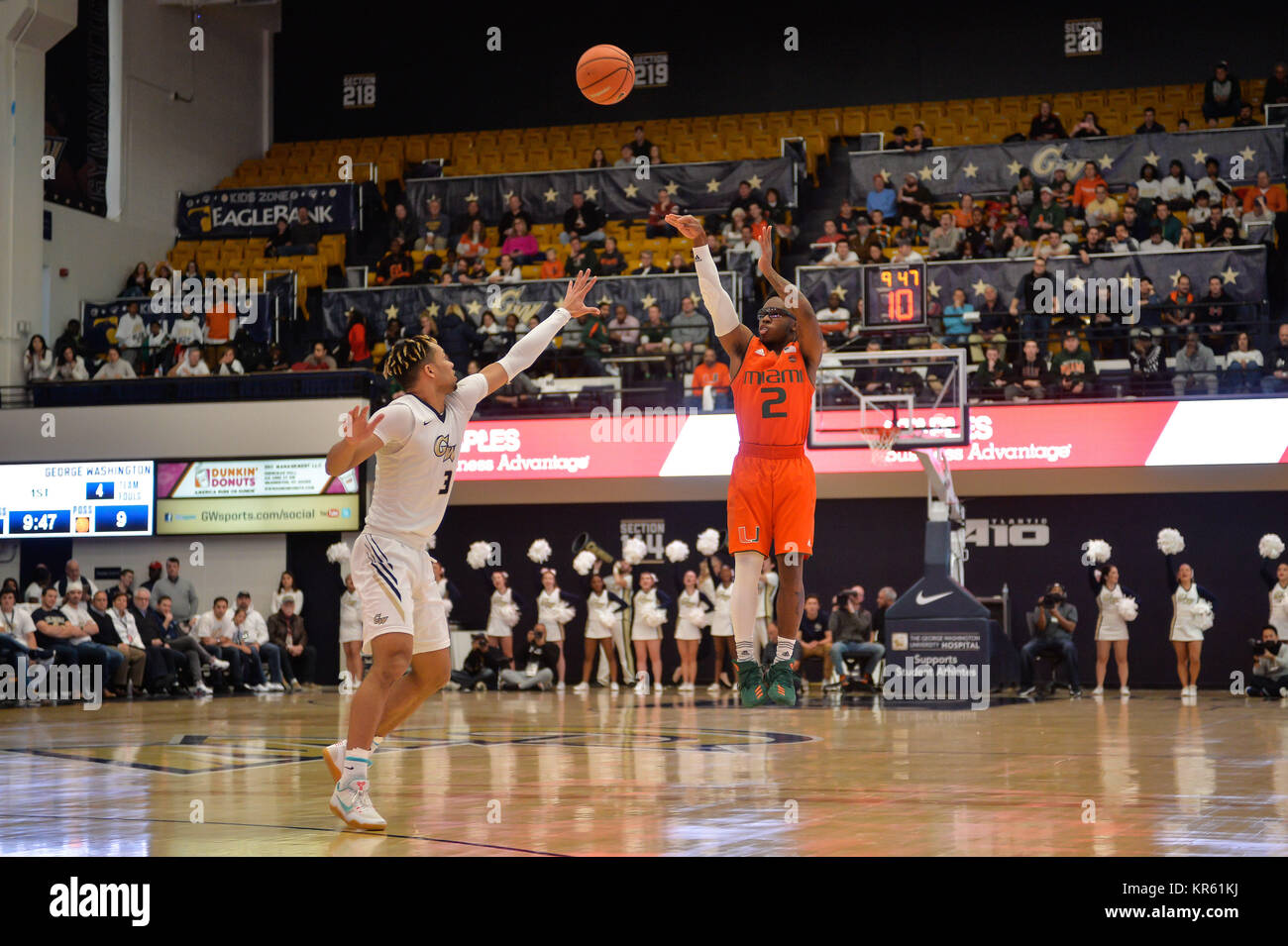 Washington, DC, USA. 16th Dec, 2017. CHRIS LYKES (2) shoots a three ...