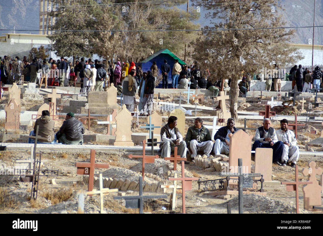 Relatives and members of Christian Community attend the final rituals ...