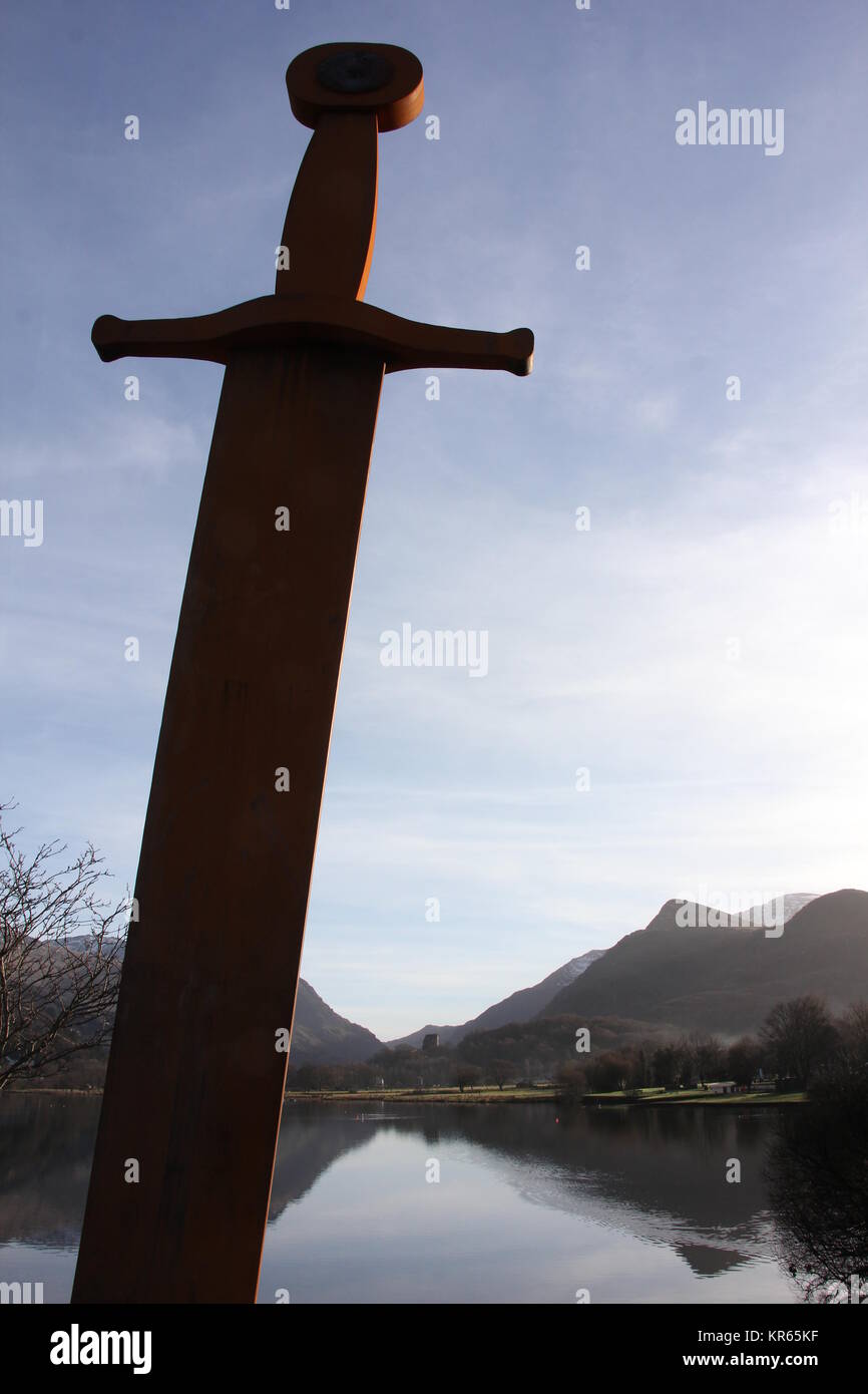 Padarn Lake, village of Llanberis in Snowdonia, UK. 18th December, 2017 ...