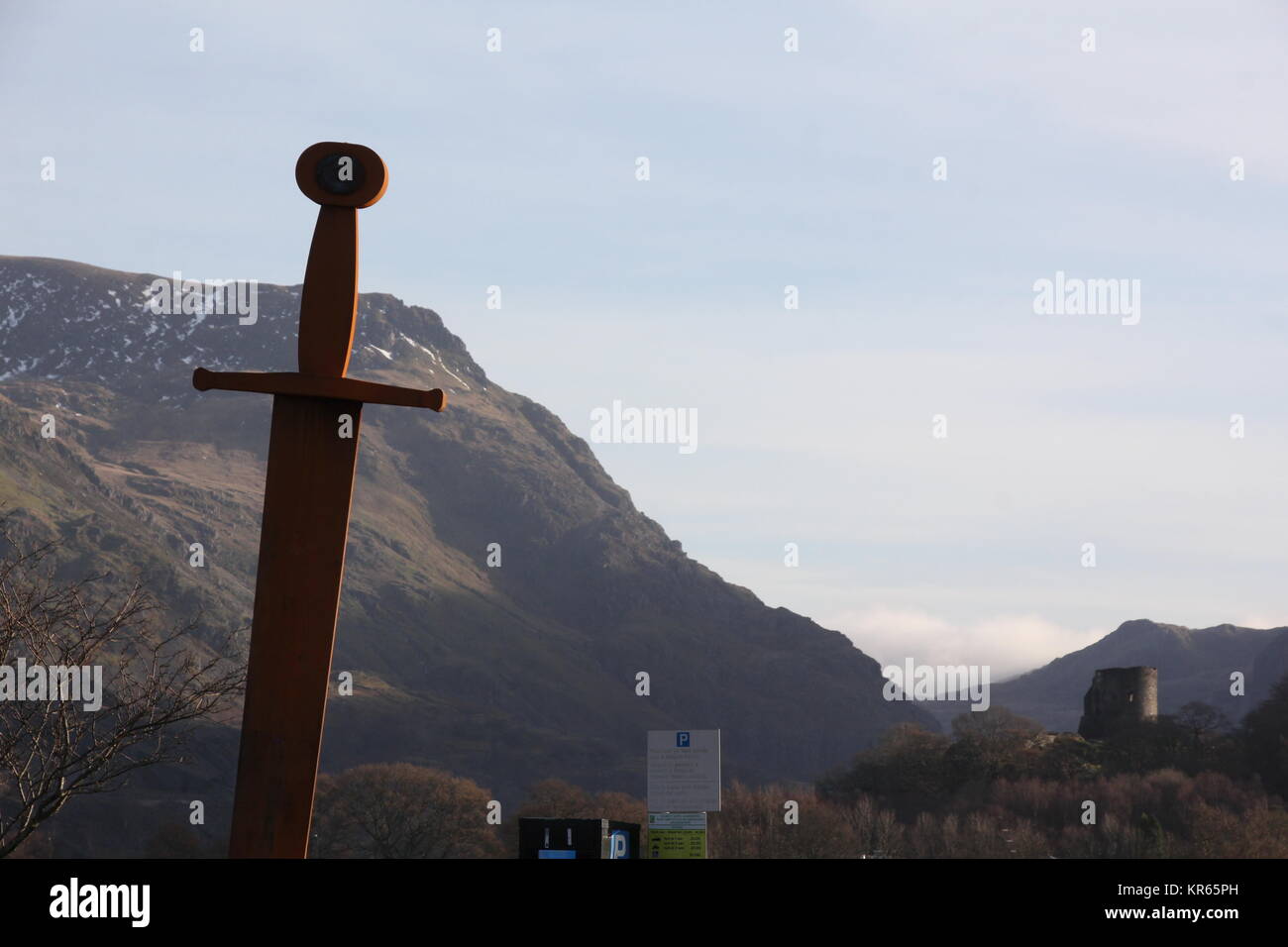 Padarn Lake, village of Llanberis in Snowdonia, UK. 18th December, 2017 ...