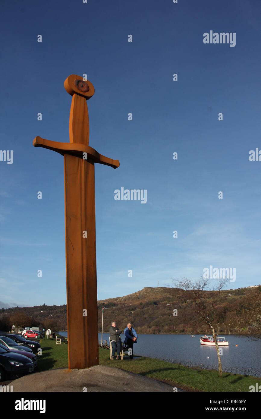 Padarn Lake, village of Llanberis in Snowdonia, UK. 18th December, 2017 ...