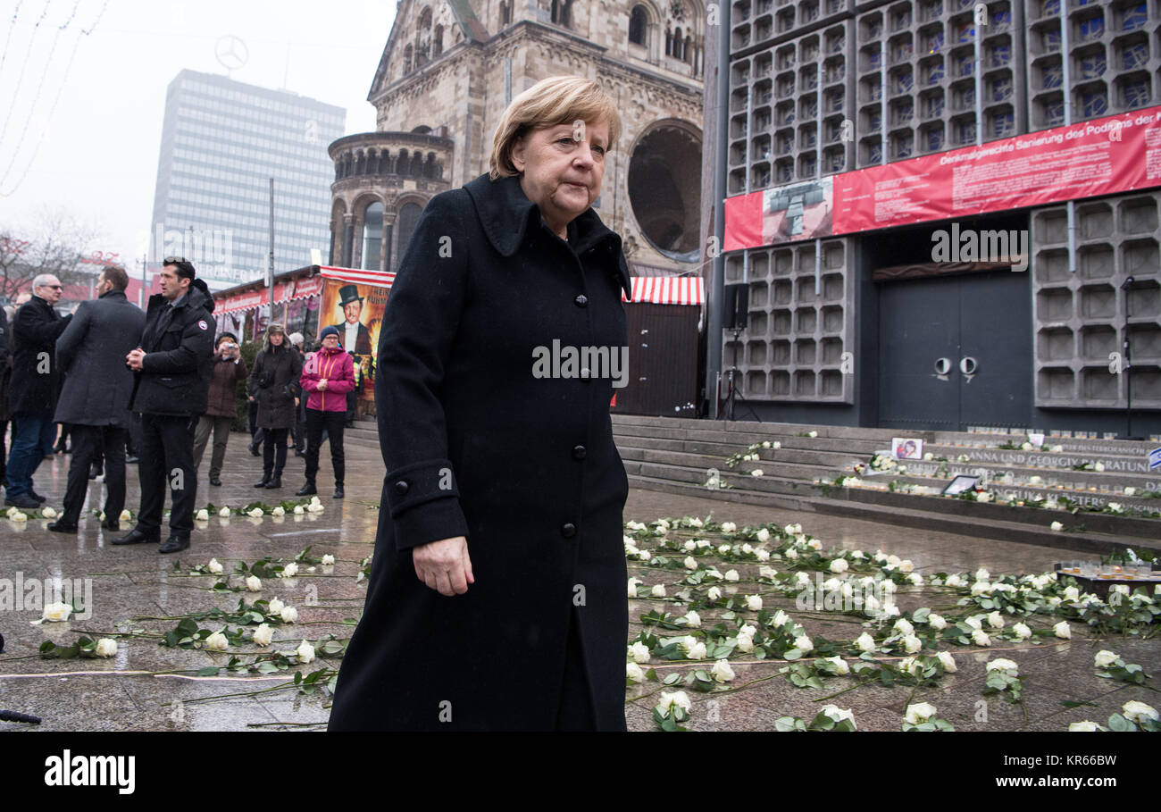 Berlin, Germany. 19th Dec, 2017. German Chancellor Angela Merkel walks ...