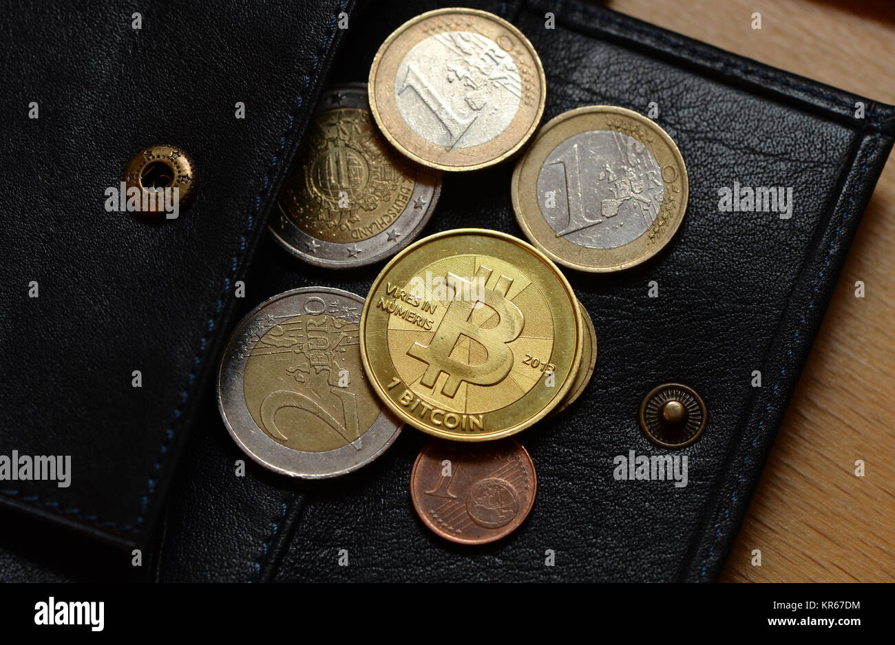 Berlin Germany 24th Nov 2013 ILLUSTRATION A Bitcoin And Euro