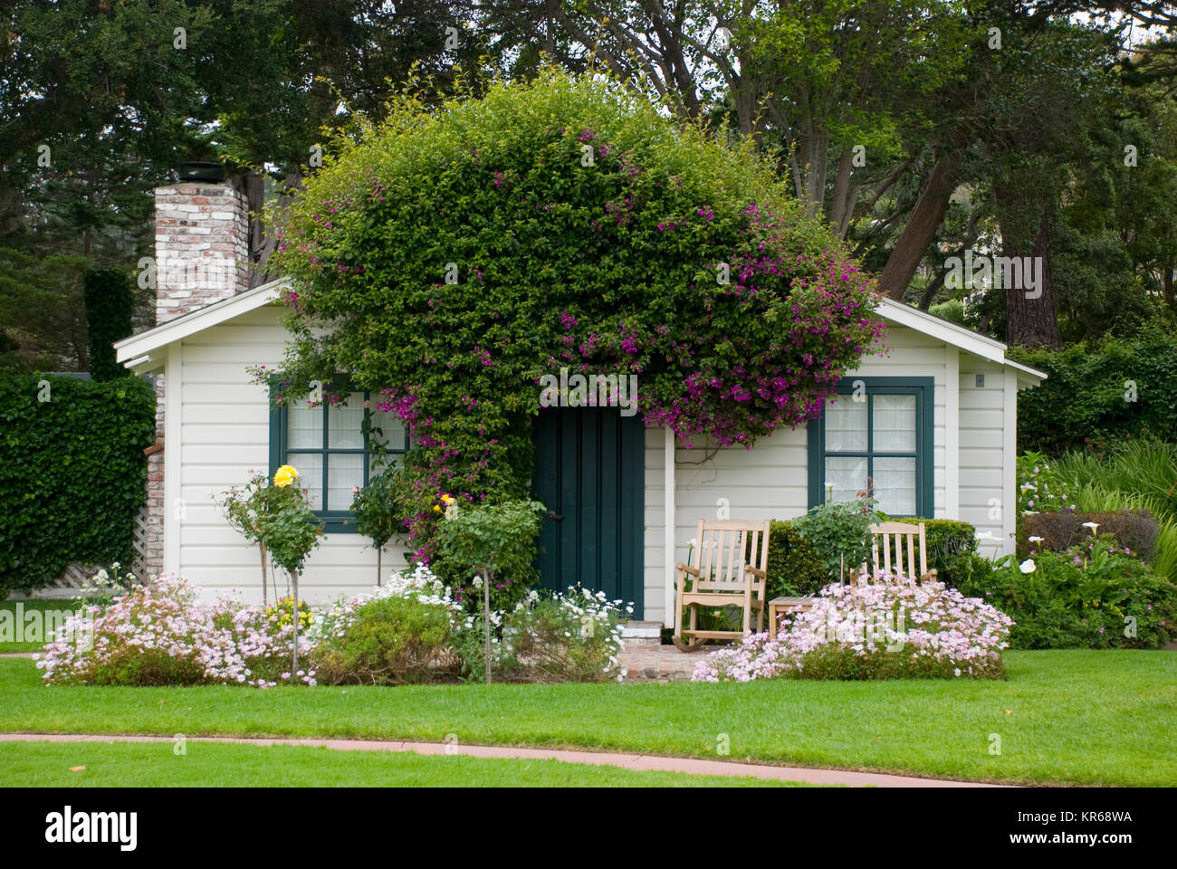 romantic little cottage with lots of green in california Stock Photo ...