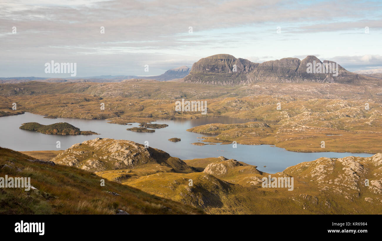 THe distinctive glacial landscape of Inverpolly Forest in Assynt, in ...