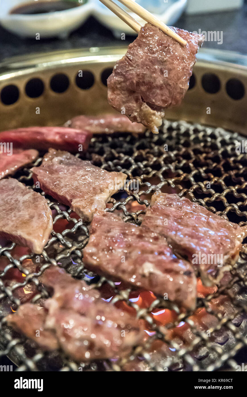 grilled wagyu Sirloin meat yakiniku Stock Photo - Alamy