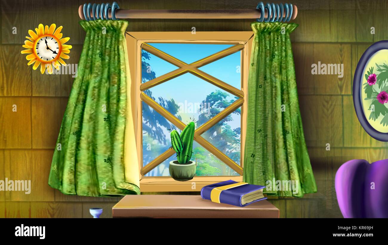 Window with Forest View Stock Photo - Alamy