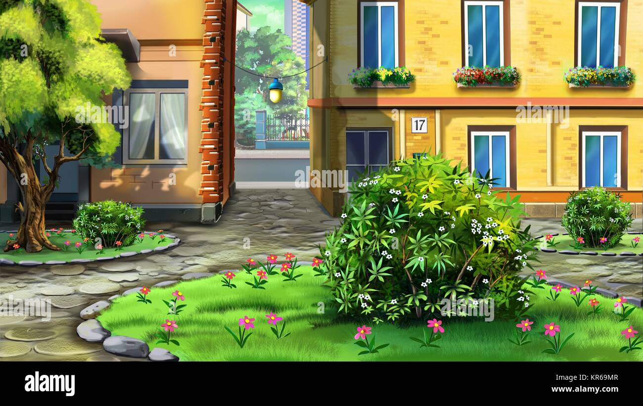 Small urban courtyard Stock Photo - Alamy