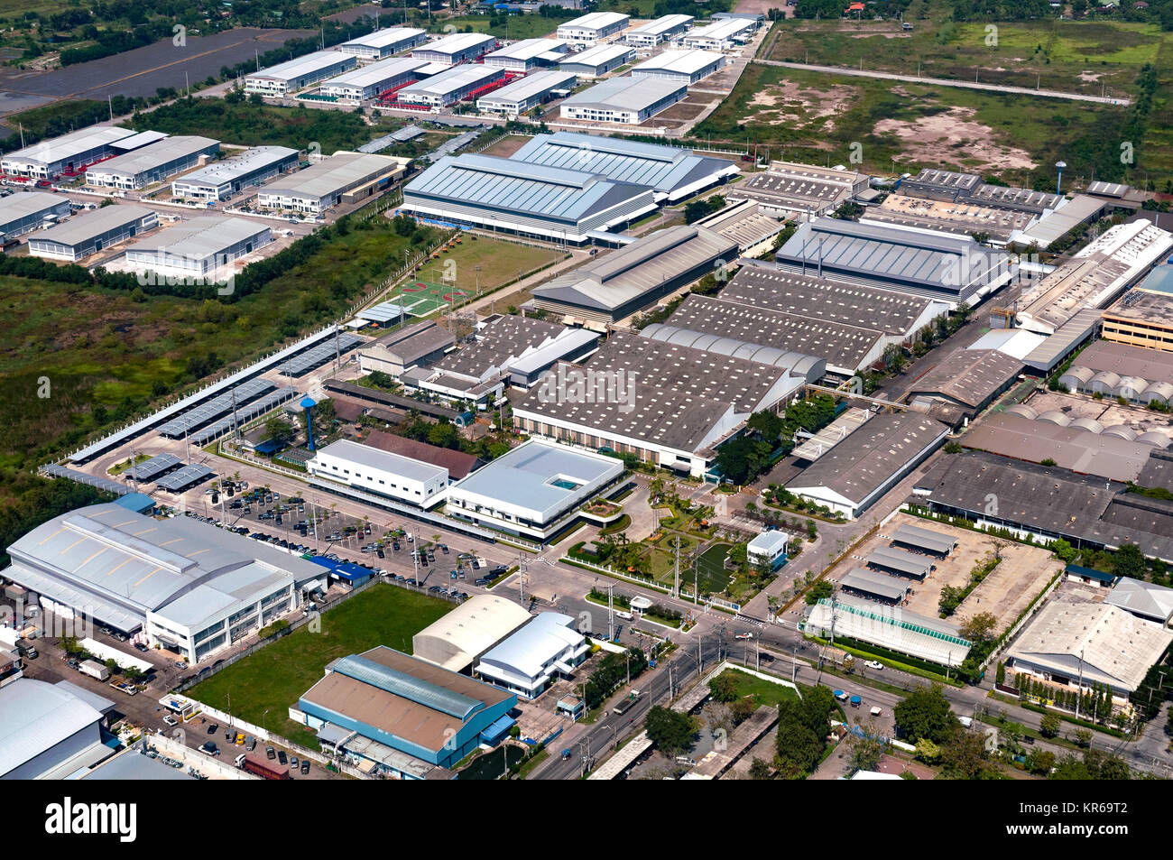 Industrial estate factories warehouse and storage facilities Stock ...