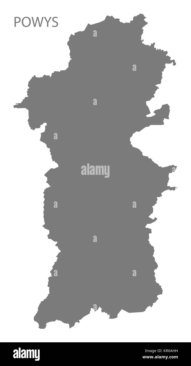 Powys Wales Map grey Stock Photo - Alamy