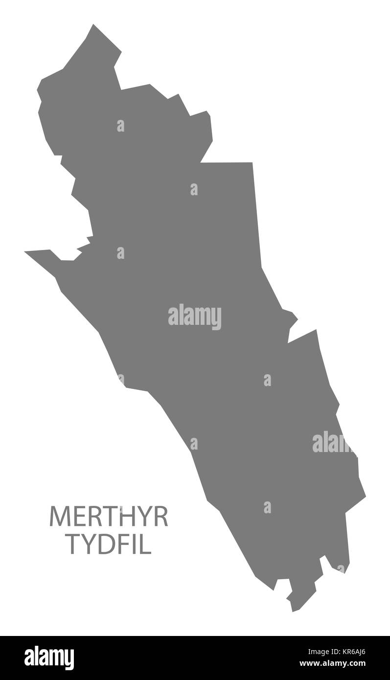 Merthyr Tydfil Wales Map grey Stock Photo - Alamy