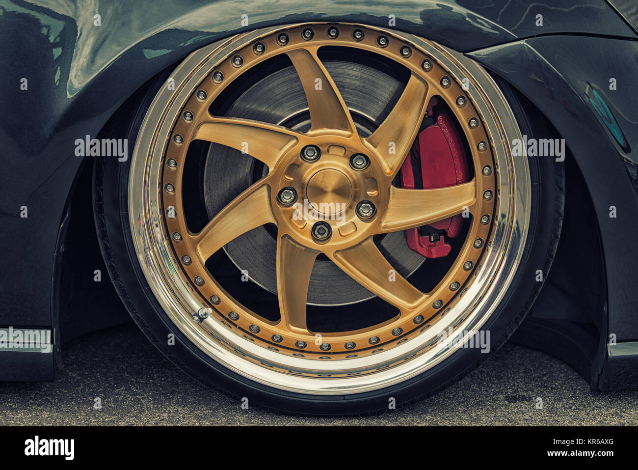 close-up of aluminum rim of luxury car wheel Stock Photo - Alamy