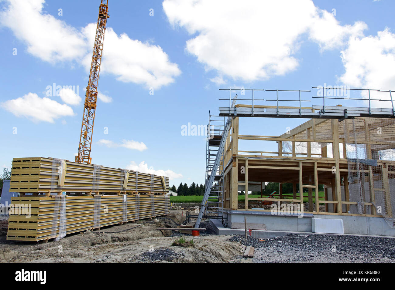 the construction of a wooden house. carcass of a wooden house Stock ...