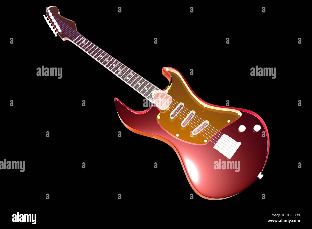 A classical, transparent electric guitar. 3D illustration Stock Photo ...