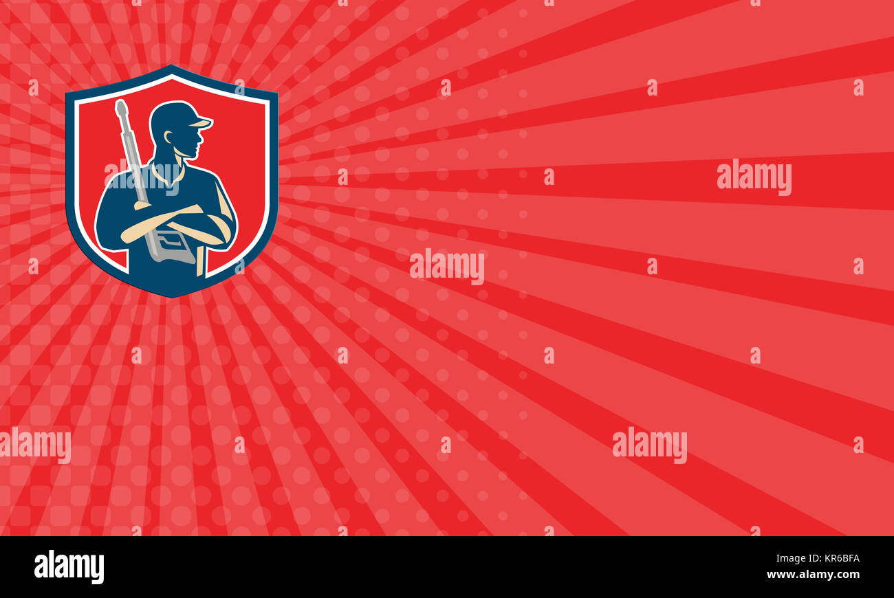 Business card Power Washer Arms Crossed Pressure Washing Gun Crest ...