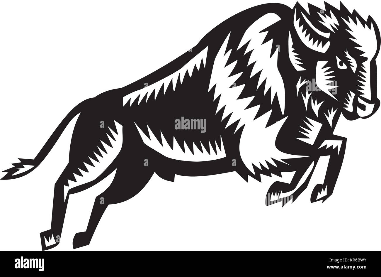 Bison bos bison buffalo herd Cut Out Stock Images & Pictures - Alamy