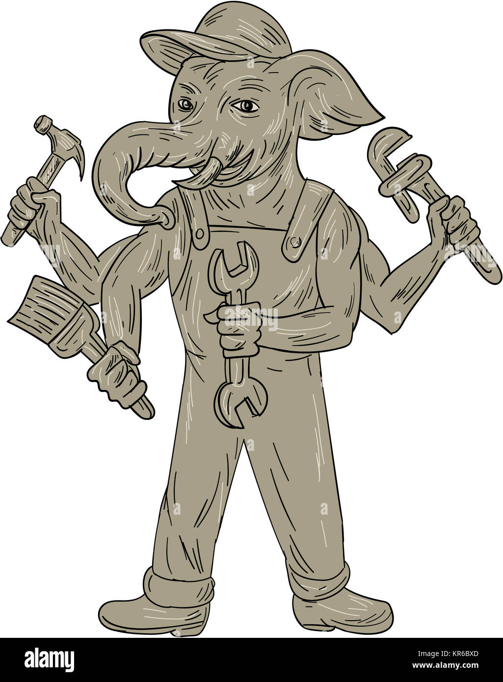 Ganesha Elephant Handyman Tools Drawing Stock Photo - Alamy