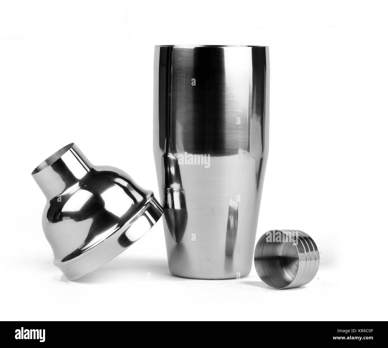 Stainless steel, Metal Aluminum Cocktail Shaker Set Isolated on White ...