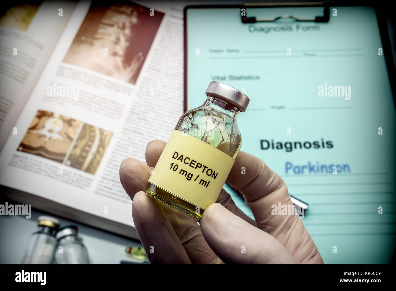 Doctor hold vial of dacepton in a hospital. Conceptual image Stock ...