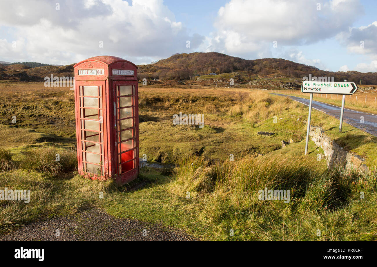scotland in the highlands remote phone box Stock Photo - Alamy